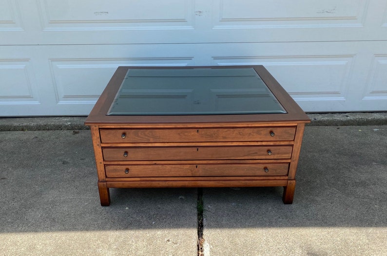 Bob Timberlake Lexington Solid Cherry Square Glass Top Coffee Table - Etsy
