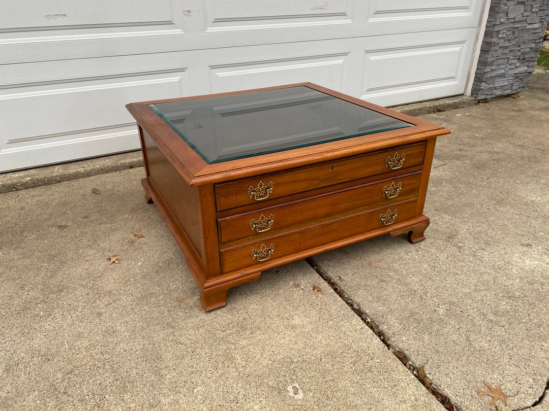 Thomasville Fisher Park Collection Glass Top Coffee Table - Etsy
