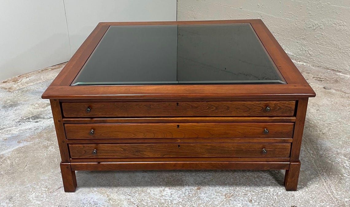 Bob Timberlake Lexington Solid Cherry Square Glass Top Coffee Table - Etsy