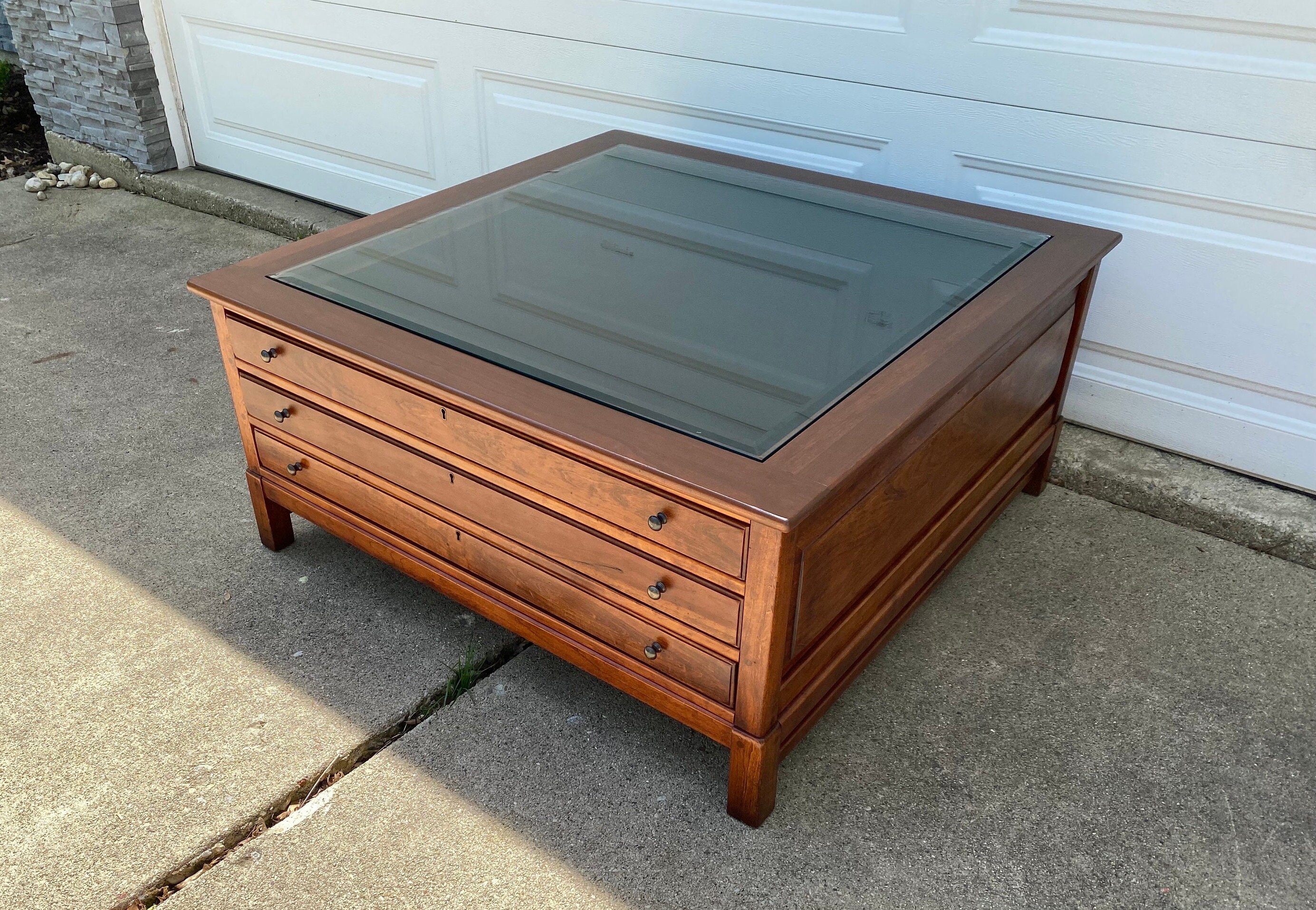 Bob Timberlake Lexington Solid Cherry Square Glass Top Coffee Table - Etsy