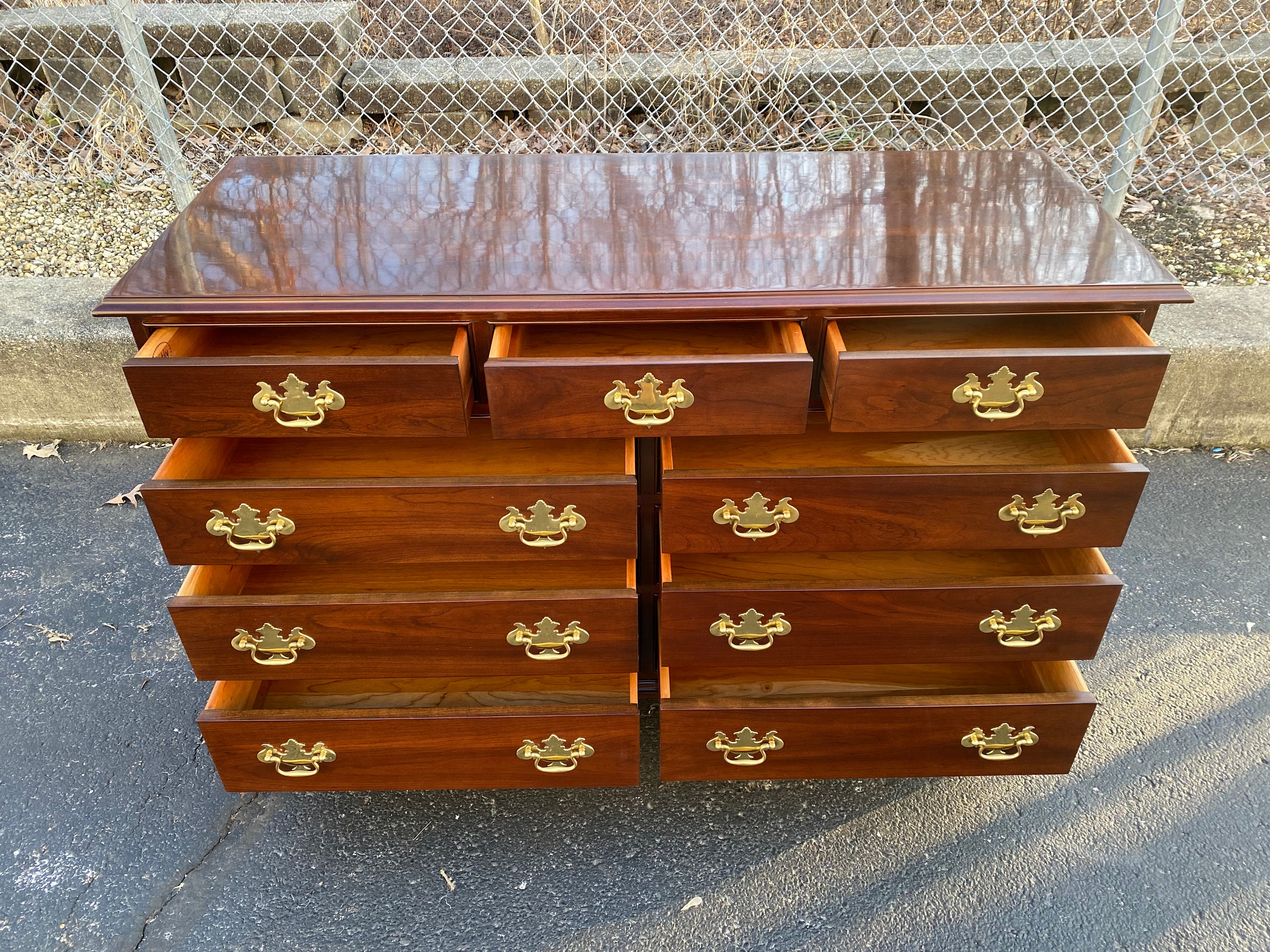 Stickley Furniture Solid Cherry Chippendale Style Dresser With Mirror ...