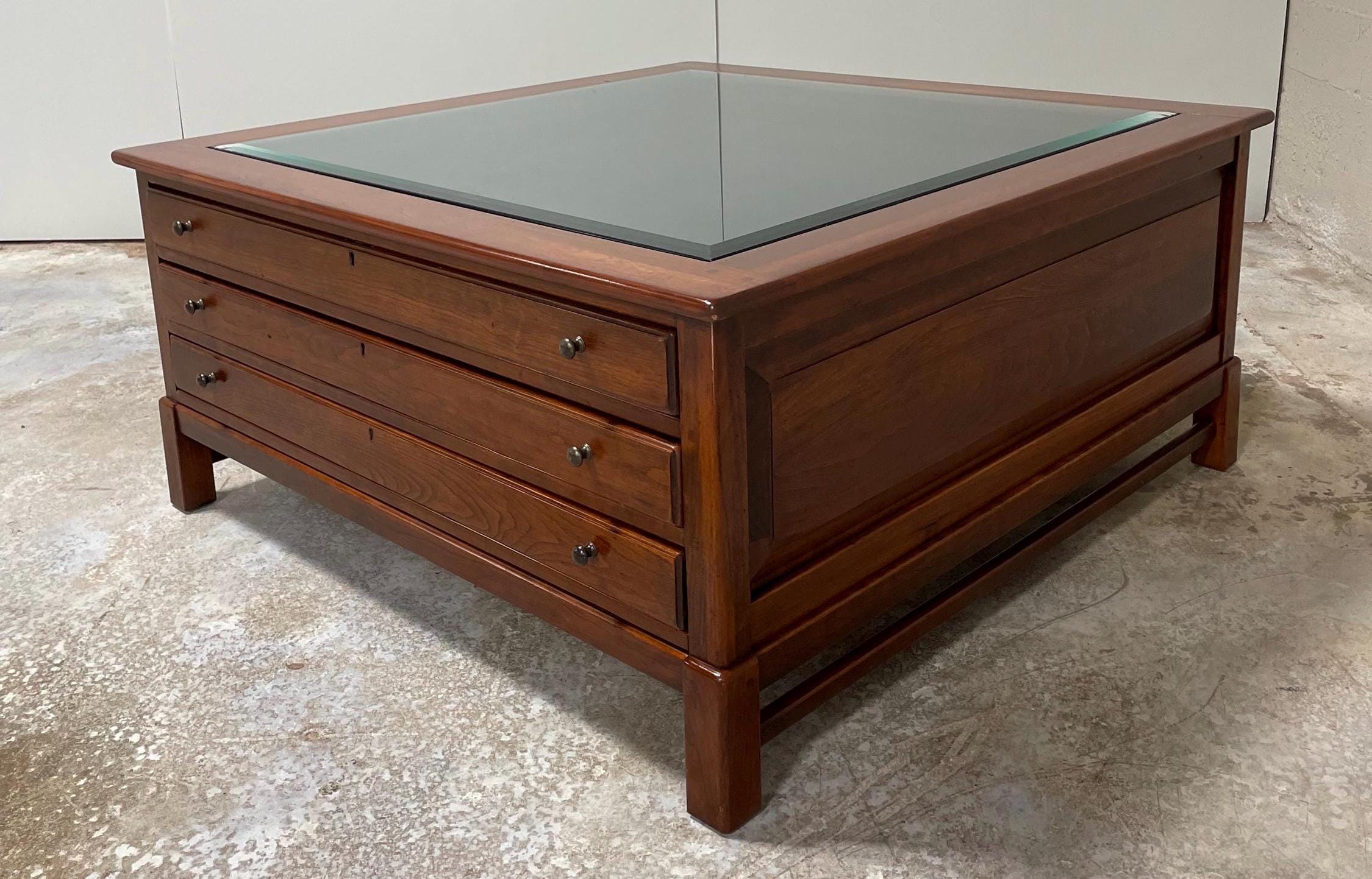 Bob Timberlake Lexington Solid Cherry Square Glass Top Coffee Table - Etsy