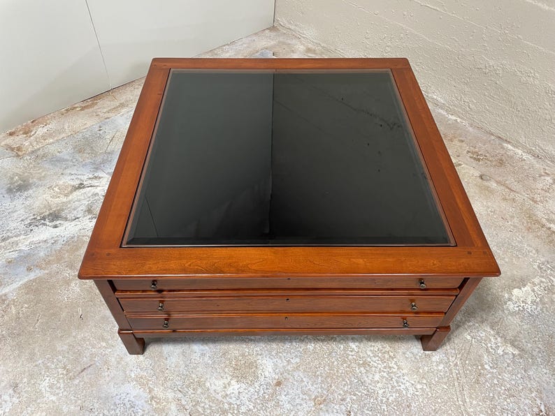 Bob Timberlake Lexington Solid Cherry Square Glass Top Coffee Table - Etsy