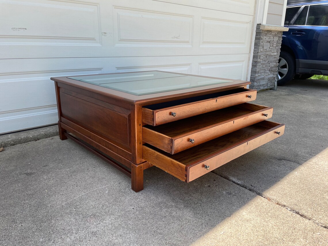 Bob Timberlake Lexington Solid Cherry Square Glass Top Coffee Table - Etsy