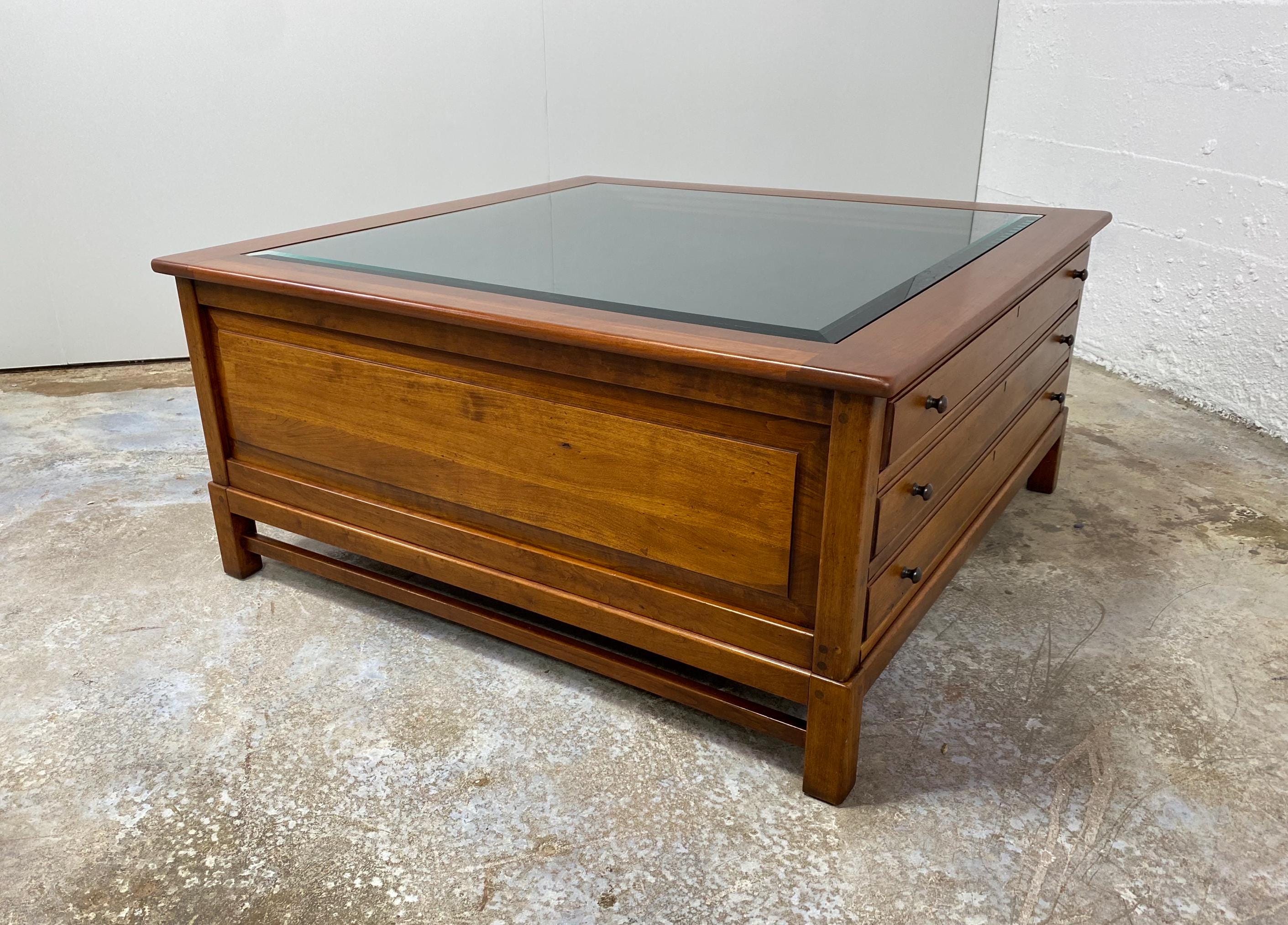 Bob Timberlake Lexington Solid Cherry Square Glass Top Coffee Table - Etsy