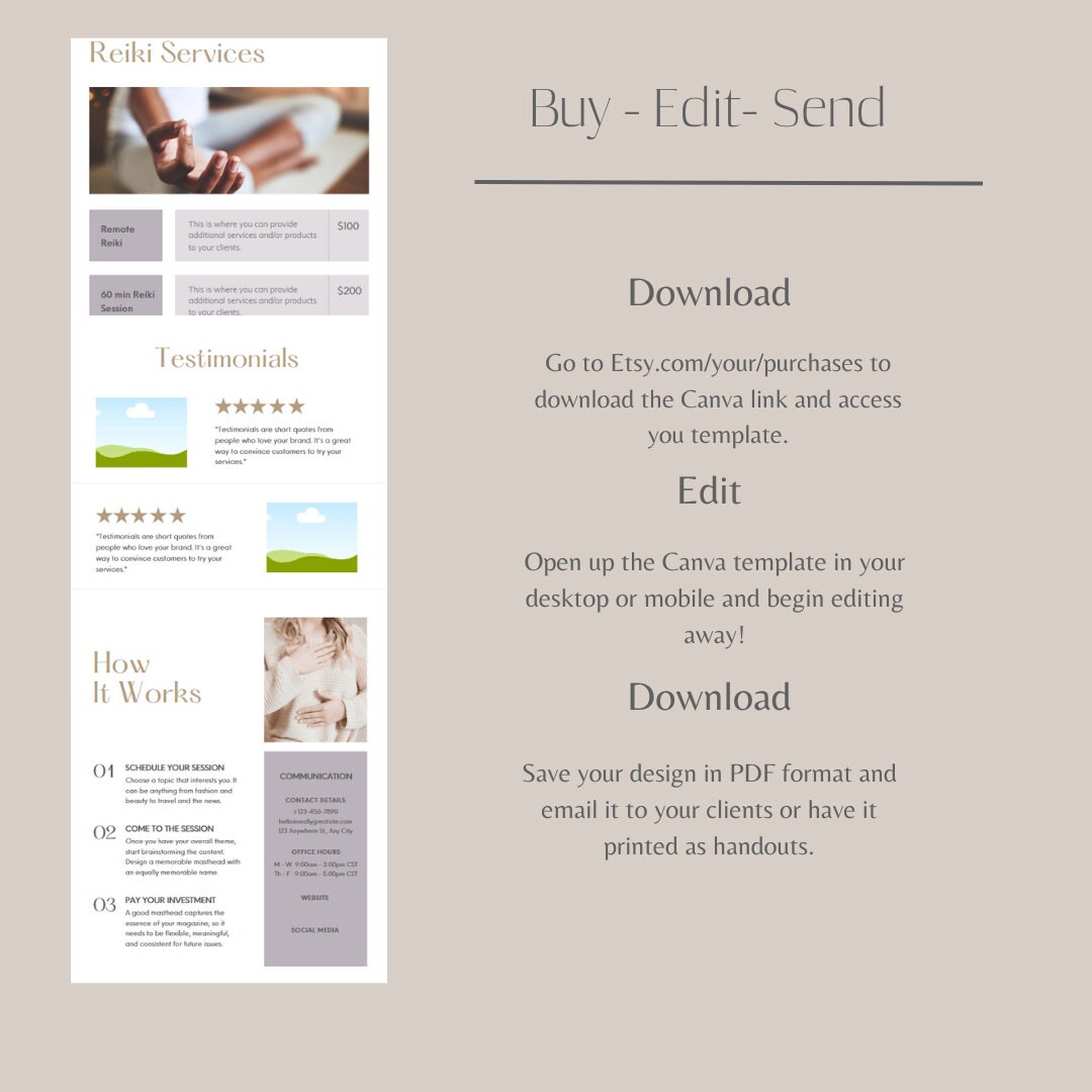 20 Page Editable Template, Reiki Healing Guide, Reiki Template for ...