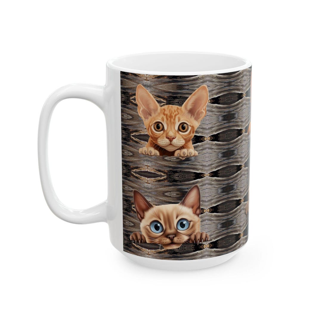 Cat Enthusiast Gift, Cat Lady Present, Cat Faces Ceramic Mug, Cat Lover ...