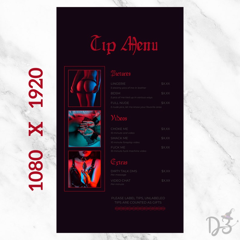 Onlyfans Tipping Menu Editable Template | Gothic Onlyfans Menu, Canva ...