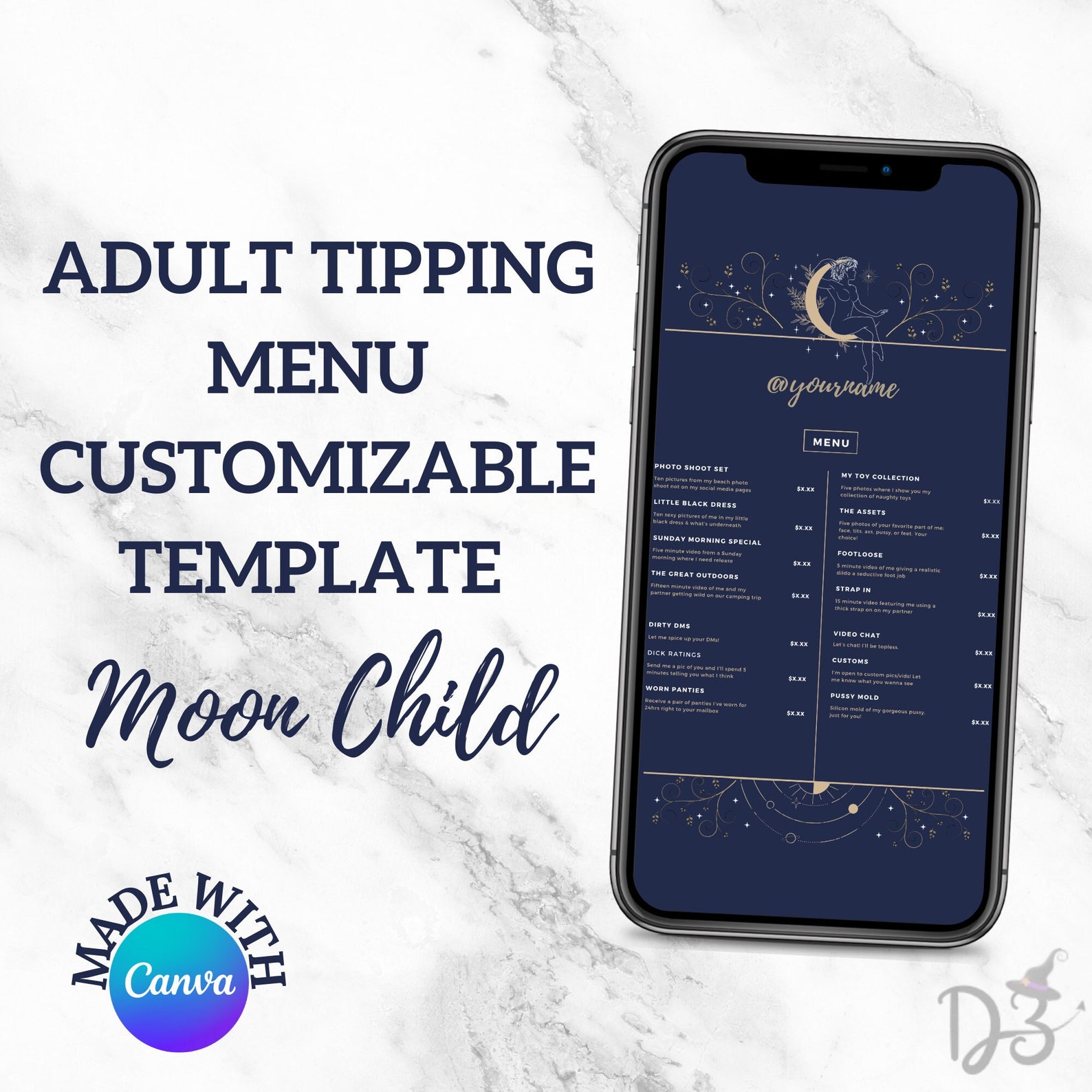 Onlyfans Tipping Menu Editable Template Witchy Onlyfans Menu, Canva ...