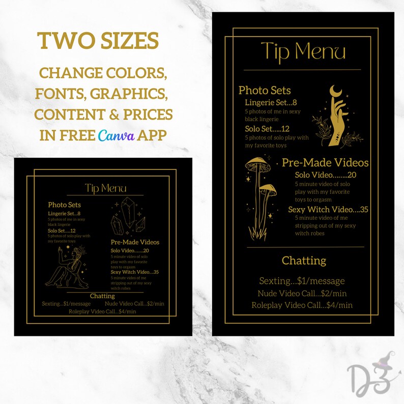 Onlyfans Tipping Menu Editable Template | Witchy Onlyfans Menu, Canva ...