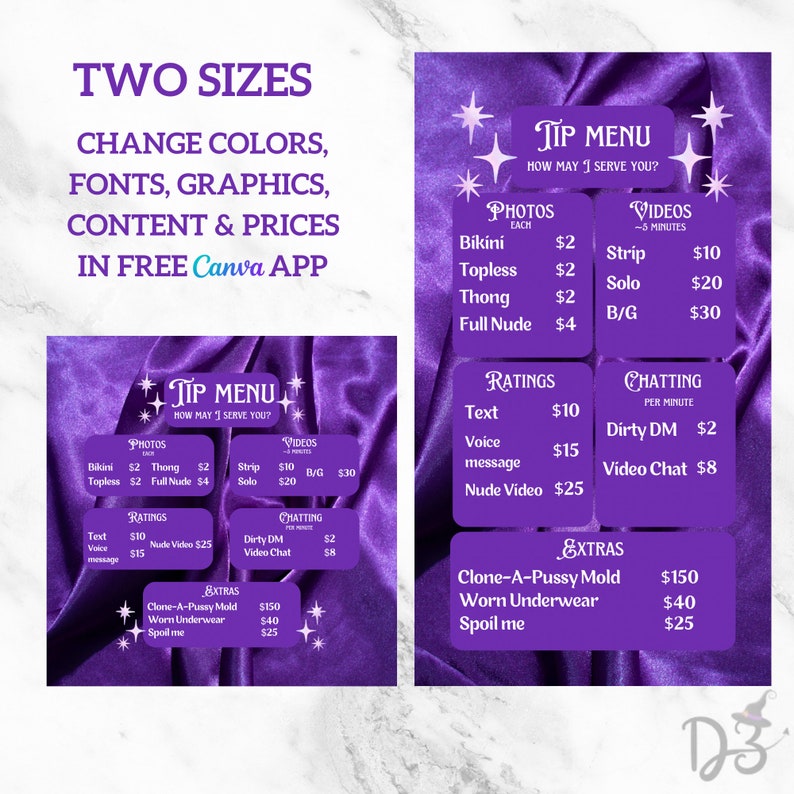 Onlyfans Tipping Menu Editable Template | Witchy Onlyfans Menu, Canva ...