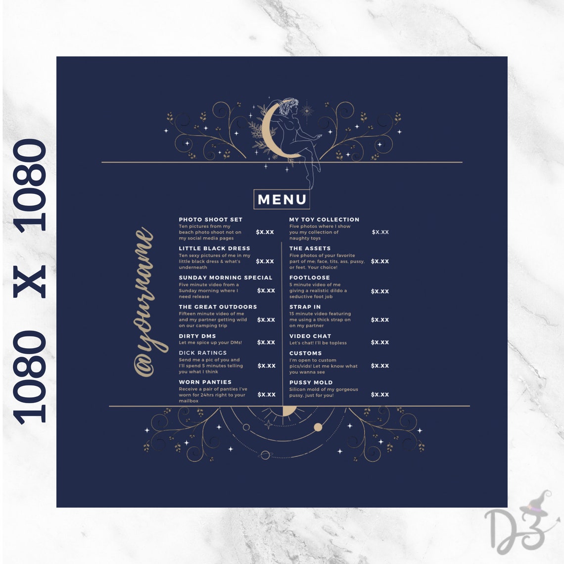 Onlyfans Tipping Menu Editable Template Witchy Onlyfans Menu, Canva ...