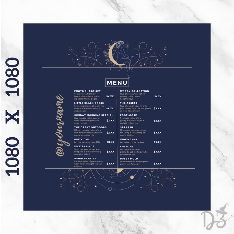 Onlyfans Tipping Menu Editable Template Witchy Onlyfans Menu, Canva ...