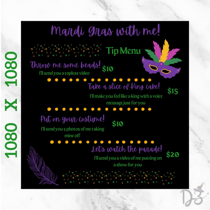 Onlyfans Tipping Menu Editable Template Mardi Gras Onlyfans Menu, Canva ...