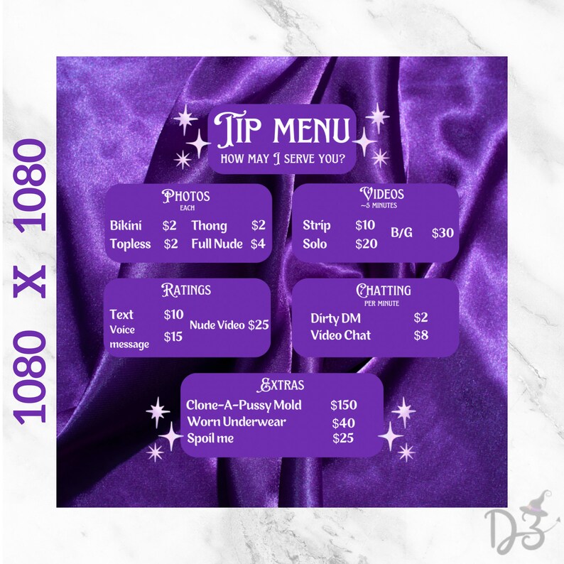 Onlyfans Tipping Menu Editable Template | Witchy Onlyfans Menu, Canva ...