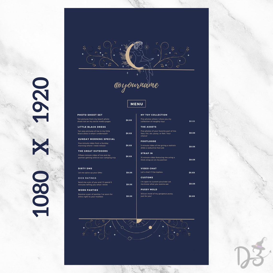 Onlyfans Tipping Menu Editable Template Witchy Onlyfans Menu, Canva ...