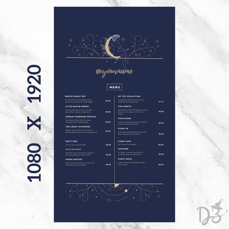 Onlyfans Tipping Menu Editable Template Witchy Onlyfans Menu, Canva ...