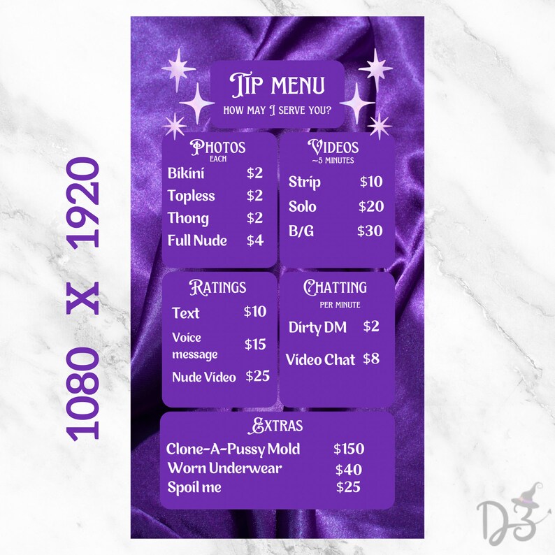 Onlyfans Tipping Menu Editable Template | Witchy Onlyfans Menu, Canva ...