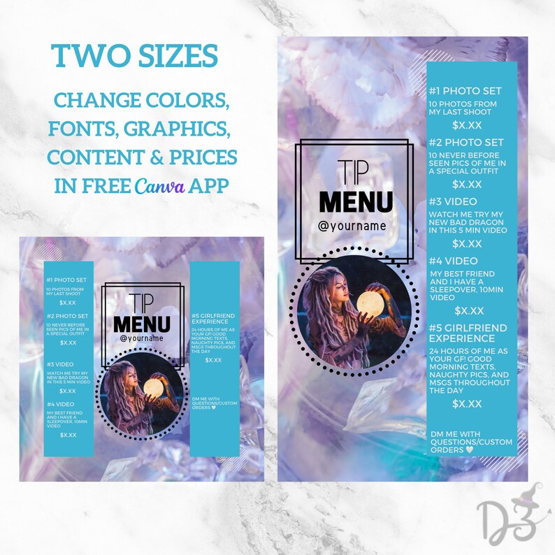 Onlyfans Tipping Menu Editable Template Witchy Onlyfans Menu, Canva ...