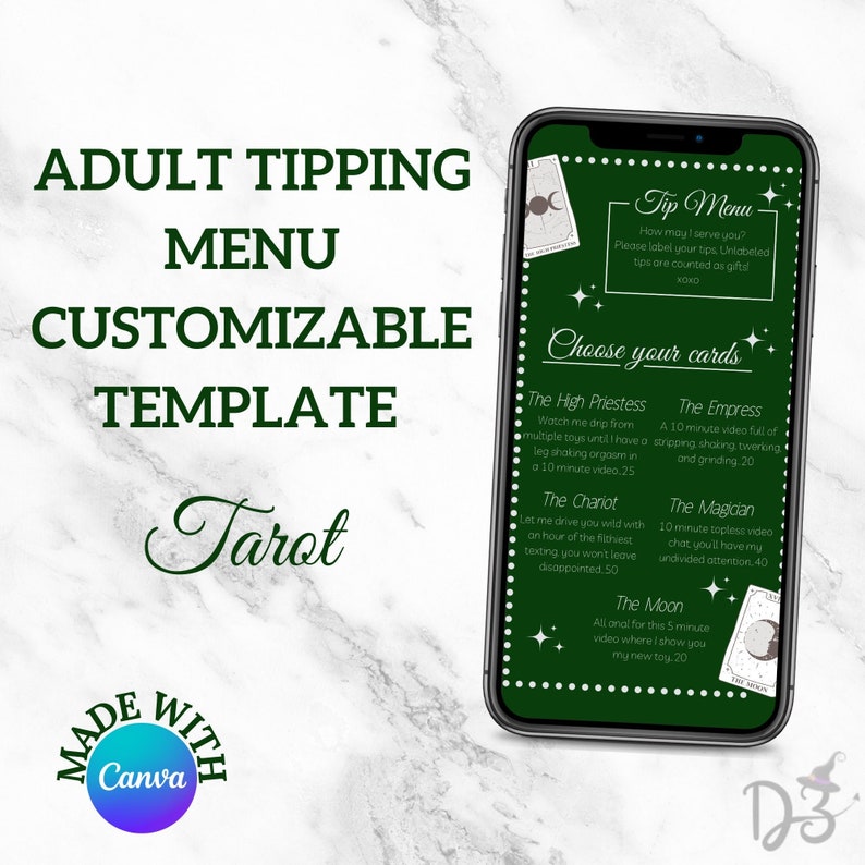 Onlyfans Tipping Menu Editable Template | Witchy Onlyfans Menu, Canva ...