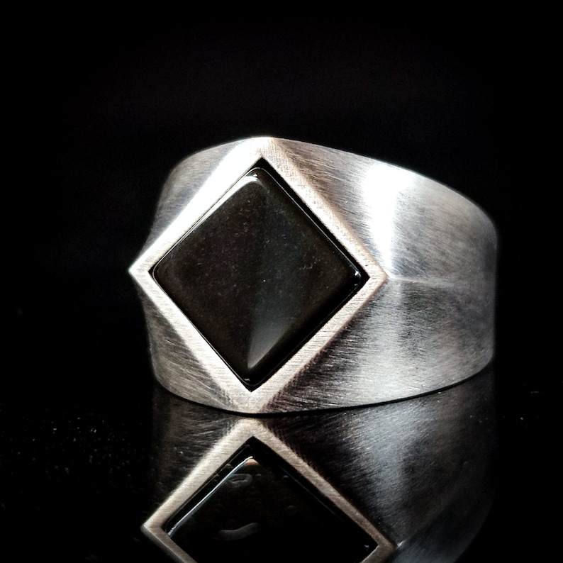 Black Onyx Stone Men's Ring, 10x10 Mm Square Onyx Stone Ring, Onyx Jewelry for Men, Modern Men ...