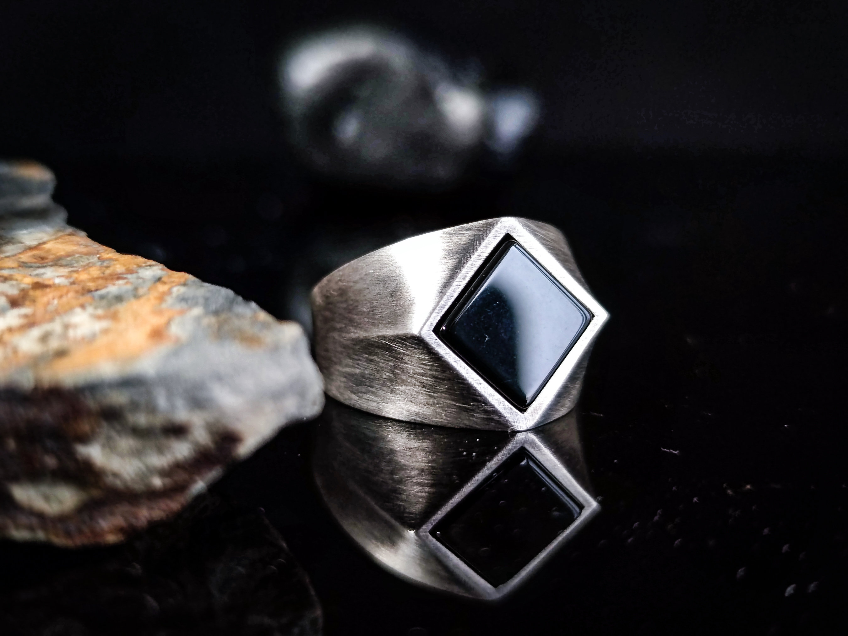 Black Onyx Stone Men's Ring, 10x10 Mm Square Onyx Stone Ring, Onyx Jewelry for Men, Modern Men ...