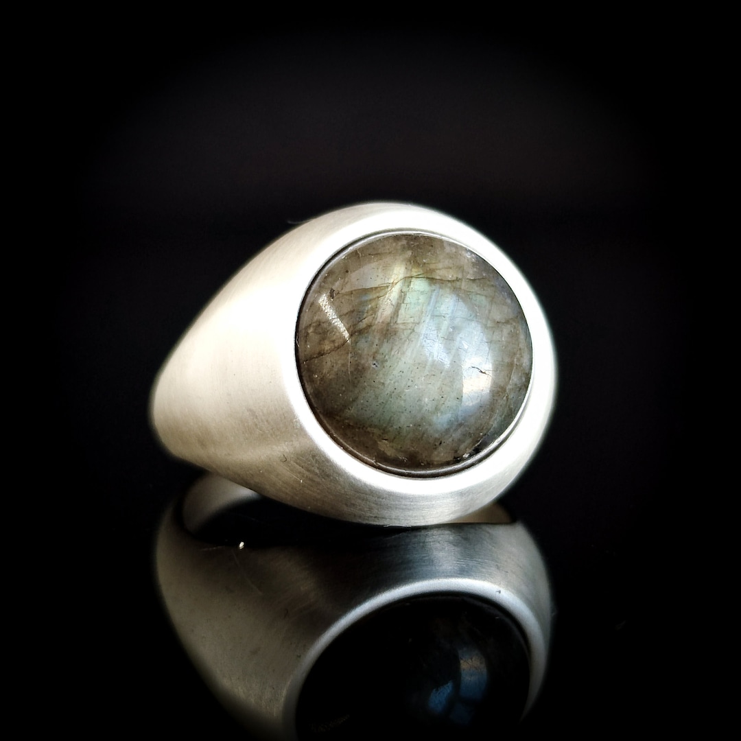 Labradorite Stone Ring, Classic Men's Silver Ring, 925 Sterling Silver Jewelry, Natural Stone ...