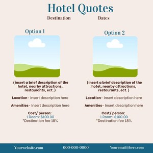Travel Agent Proposal Including Pictures and Flight Options Canva Edit ...