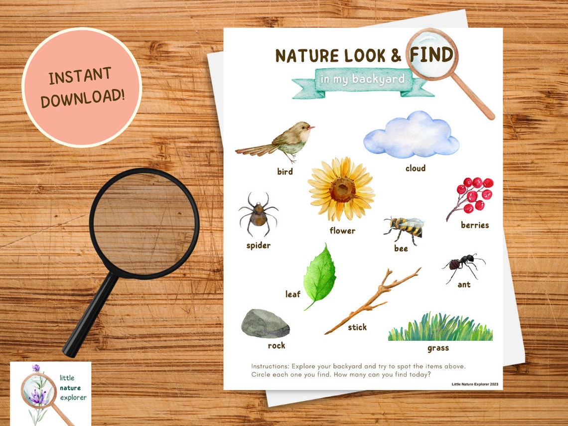 Printable Nature Scavenger Hunt - Look and Find in Nature - Backyard ...