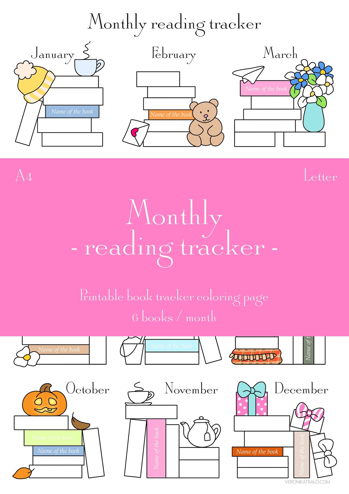 6 Books/month • Monthly Reading Tracker | Printable Book Tracker ...
