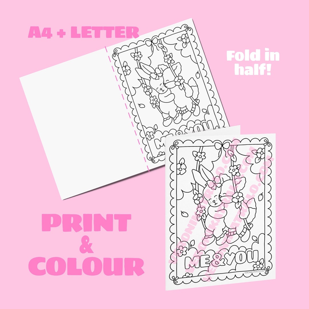 Valentine's Day Foldable Colouring Card | Digital Download | A4 ...