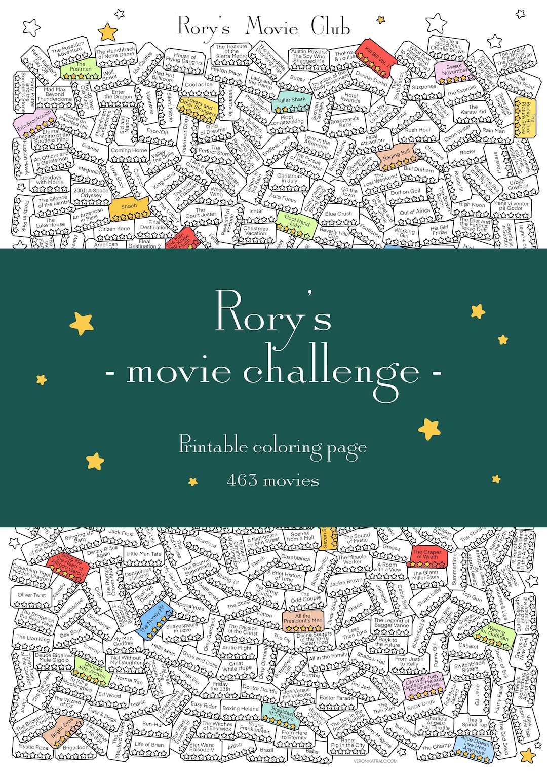 Rory's Movie Challenge Printable Colouring Page - Etsy