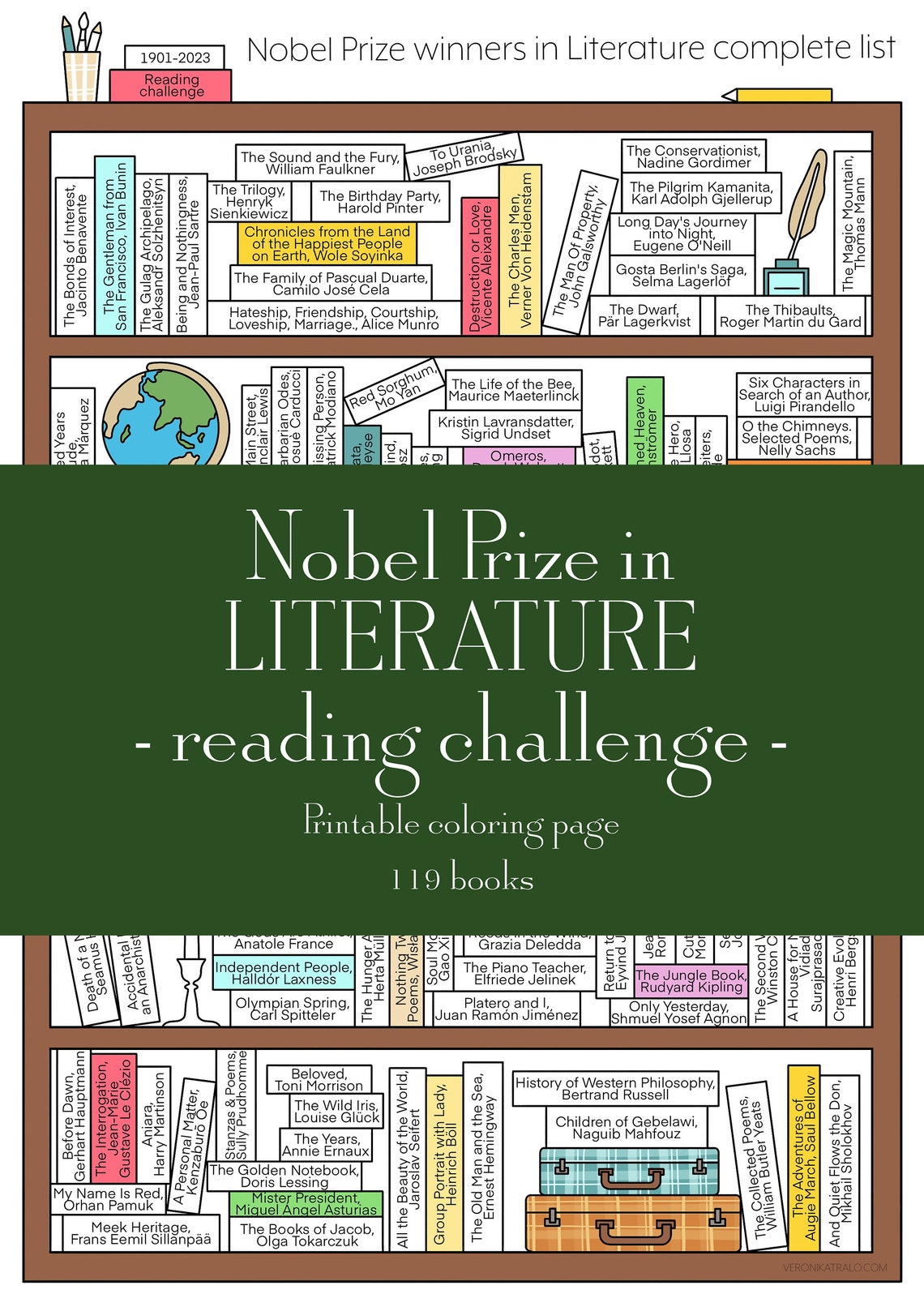 Printable Nobel Prize in LITERATURE Reading Challenge, Complete Nobel ...