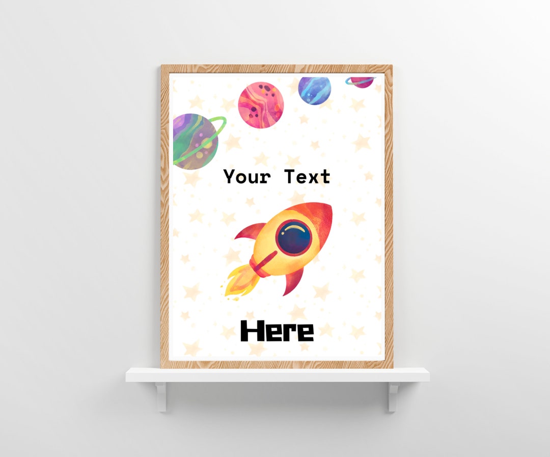Editable Outer Space Rocket Birthday Custom Sign Canva Template First ...