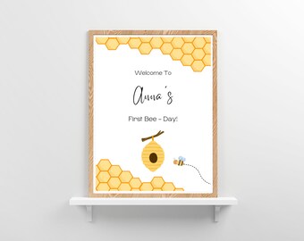 Editable First Bee Day Birthday Invitation Queen Bee Invite - Etsy