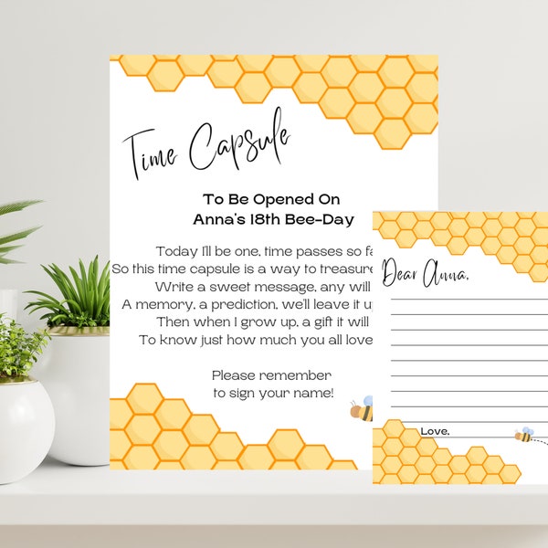 Bee Time Capsule Template - Etsy