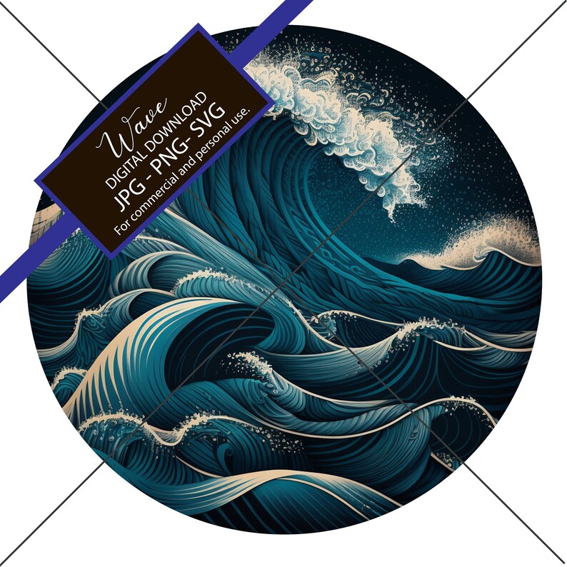 The Wave Clip Art, Cricut SVG File, Sticker Wave Digital Download - Etsy