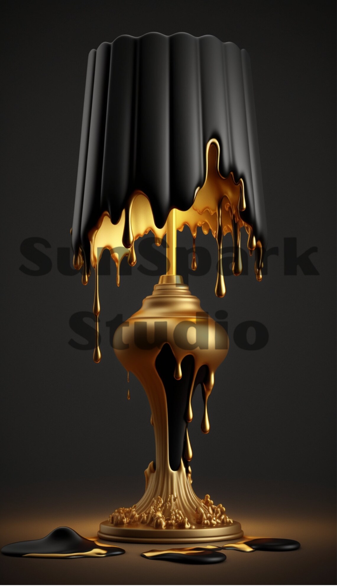 Lamp Dripping in Black and Gold Digital Download Printable Wall Art ...