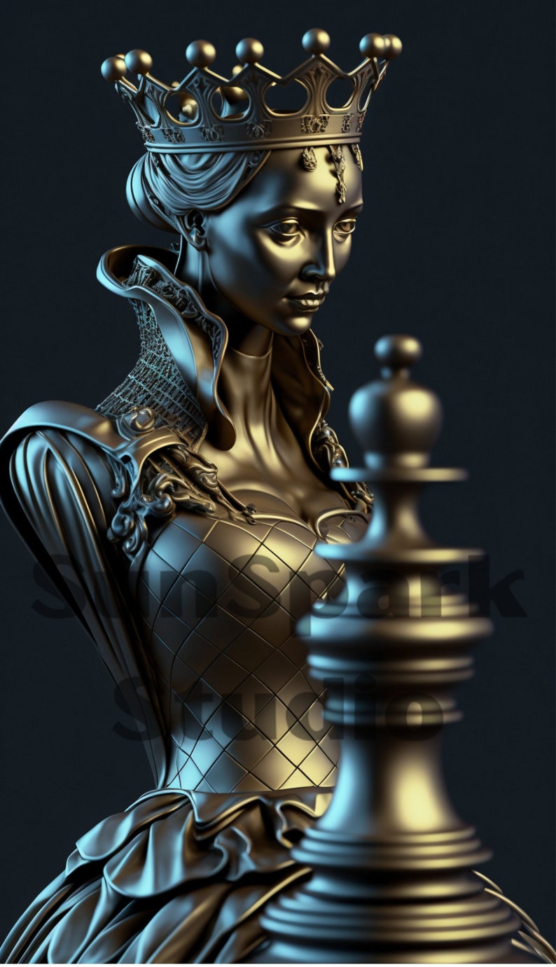 Queen Chess Piece in Gold UNIQUE Digital Download Printable Wall Art ...
