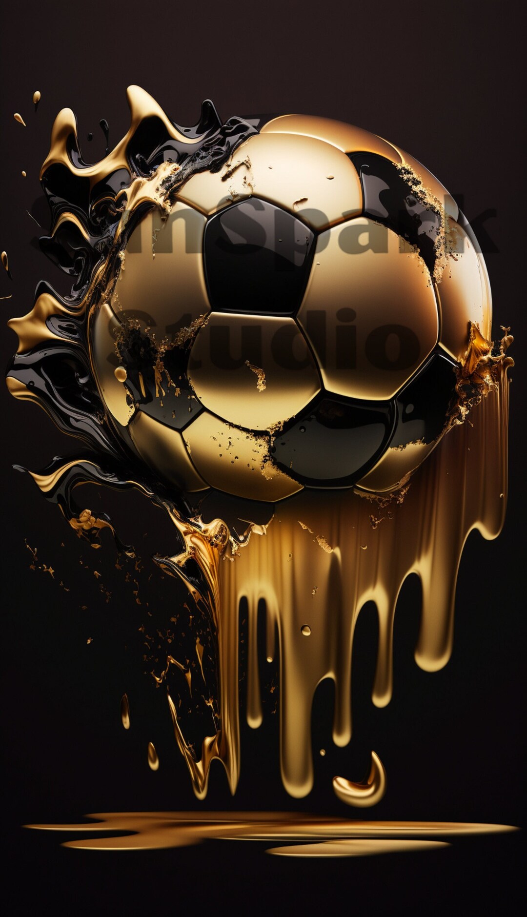 Soccer Ball Dripping in Black and Gold Digital Download Printable Wall ...
