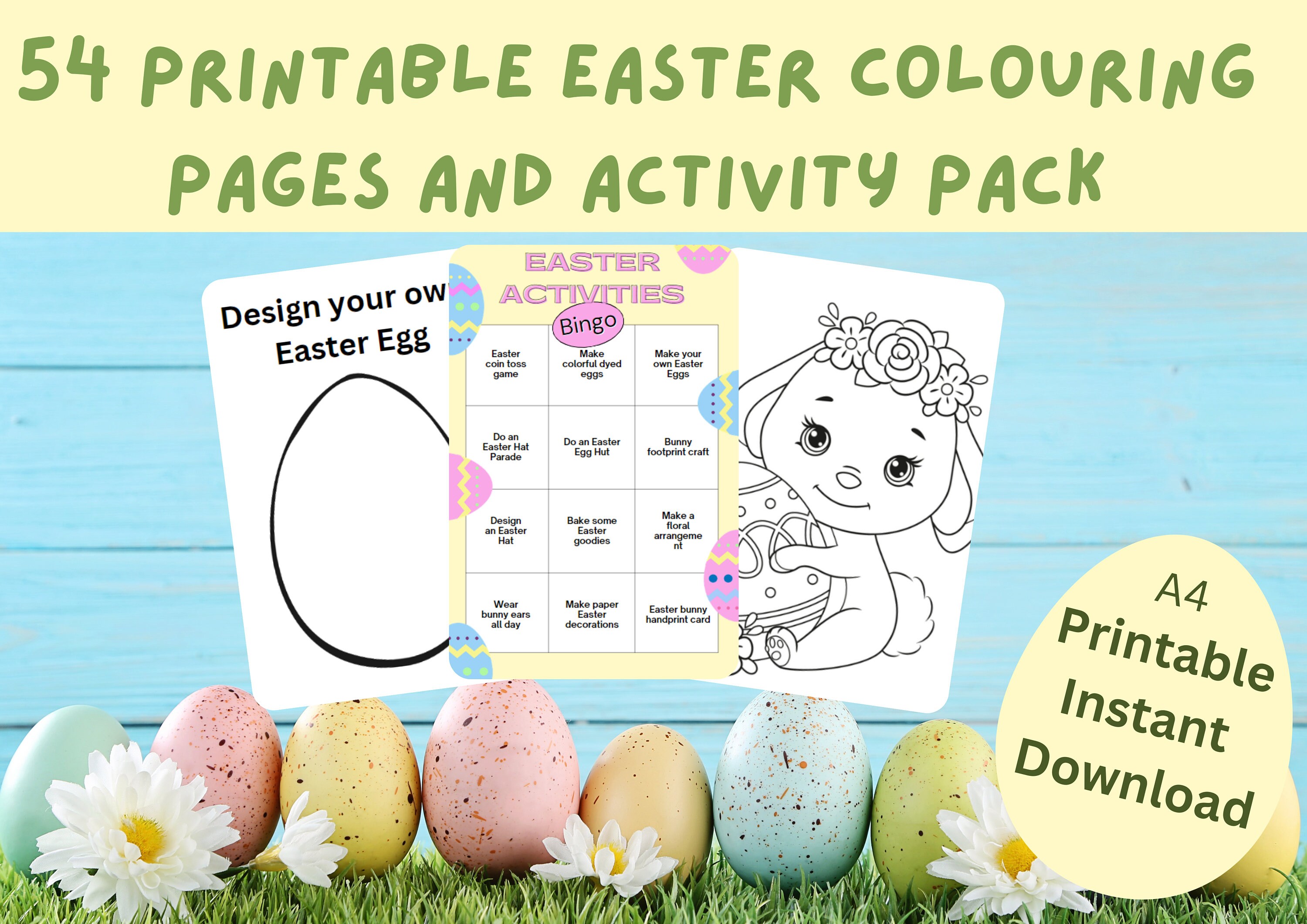 54 Printable Easter Colouring Pages, Easter Colouring Book, Kids ...