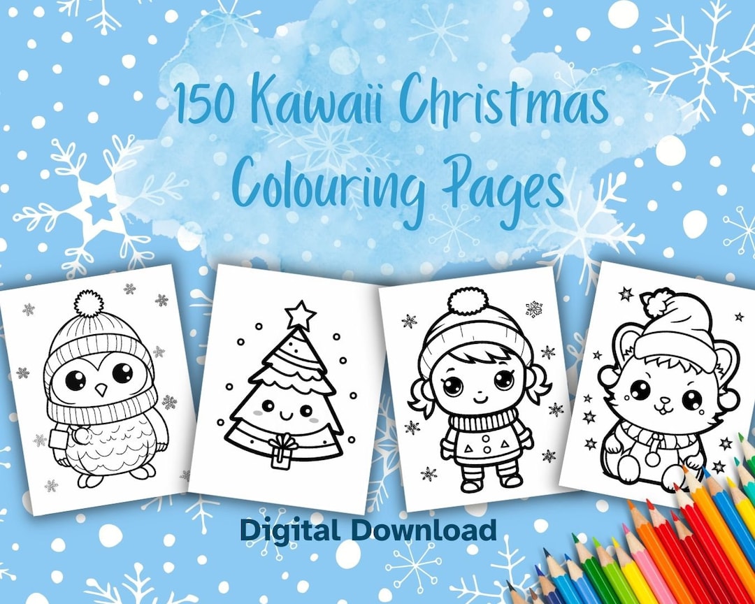 Kawaii Christmas Coloring Pages 150 Pages Cute Coloring - Etsy