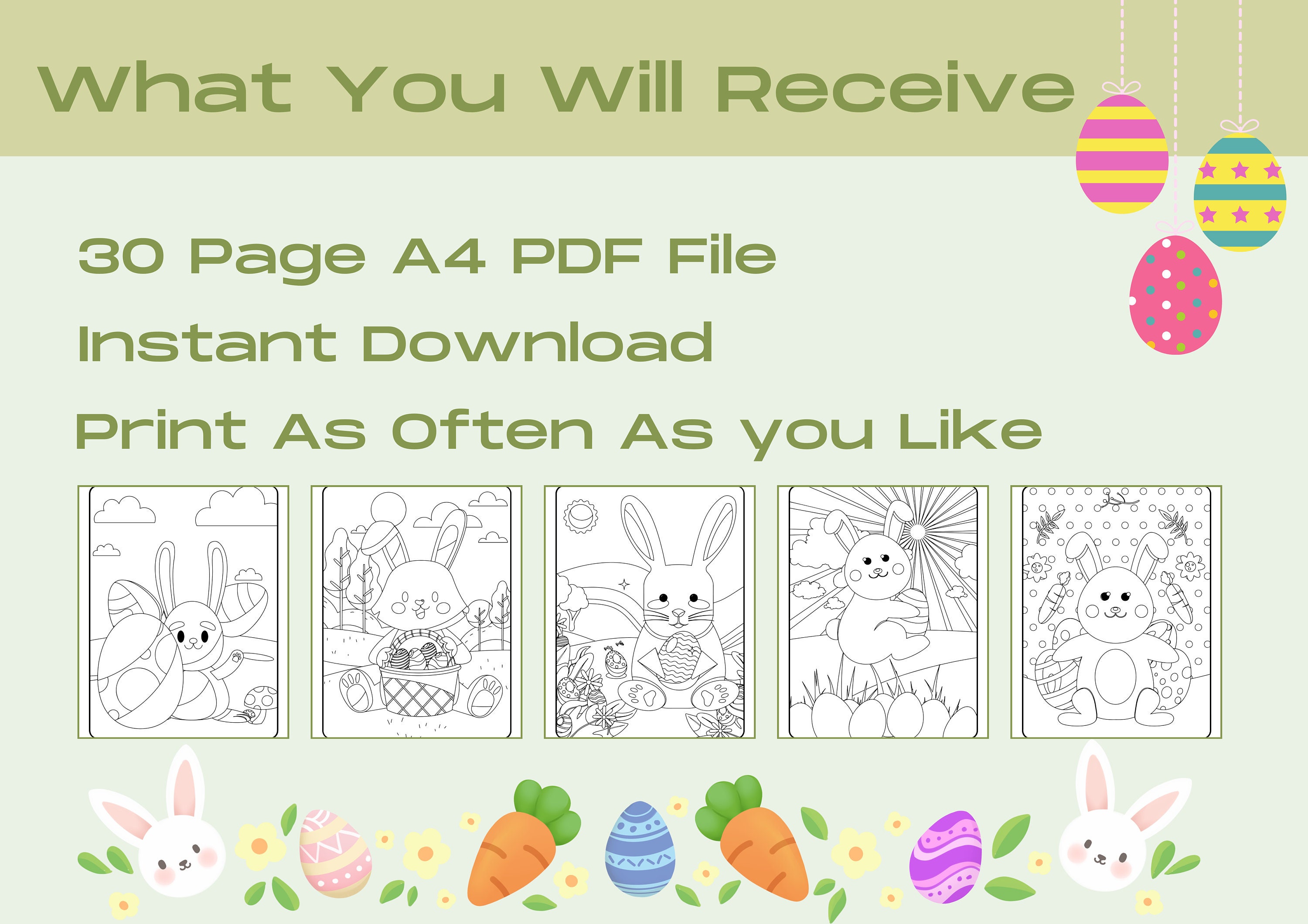 30 Printable Easter Colouring Pages, Easter Colouring Book, Kids ...