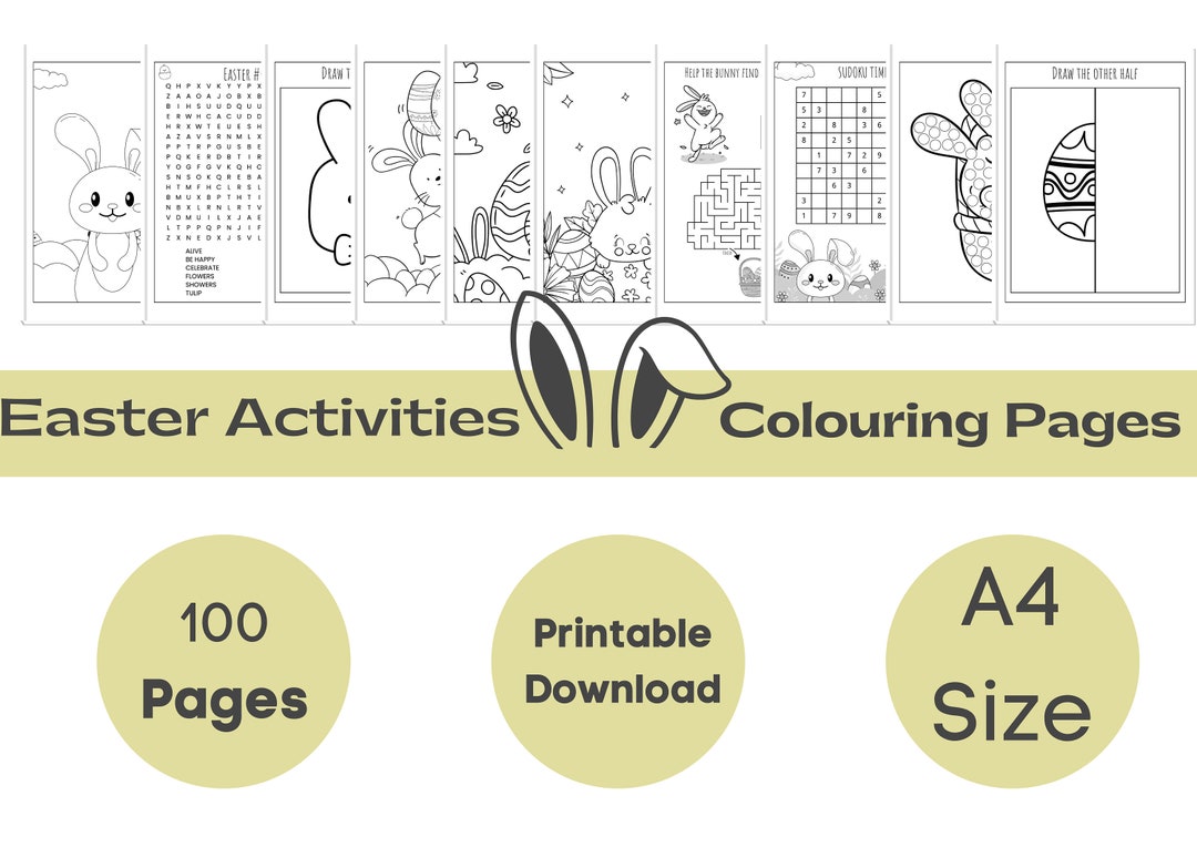 100 Printable Easter Colouring Pages, Easter Colouring Book, Kids ...