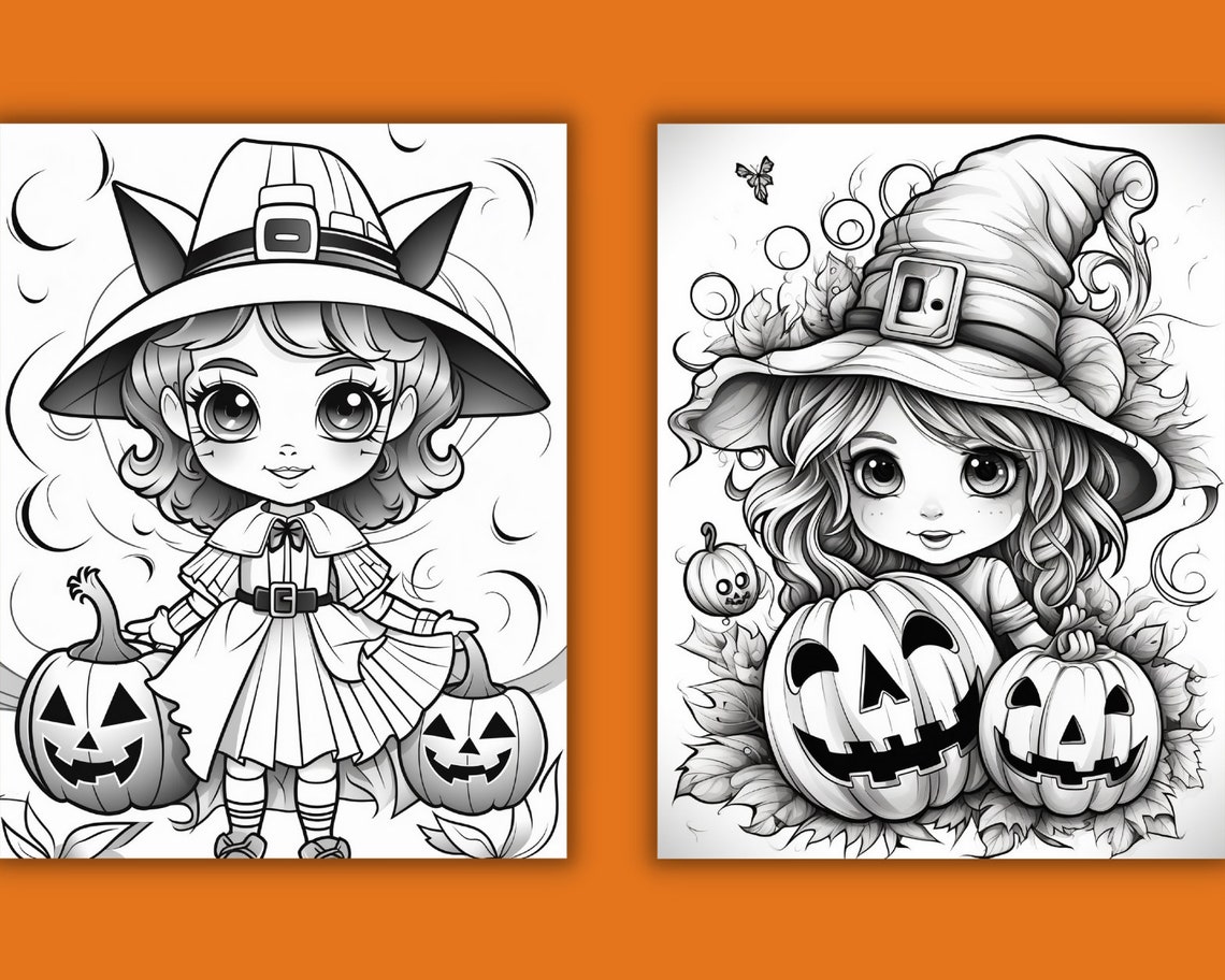 Halloween Cute Creepy Coloring Book Pages Adult Coloring - Etsy