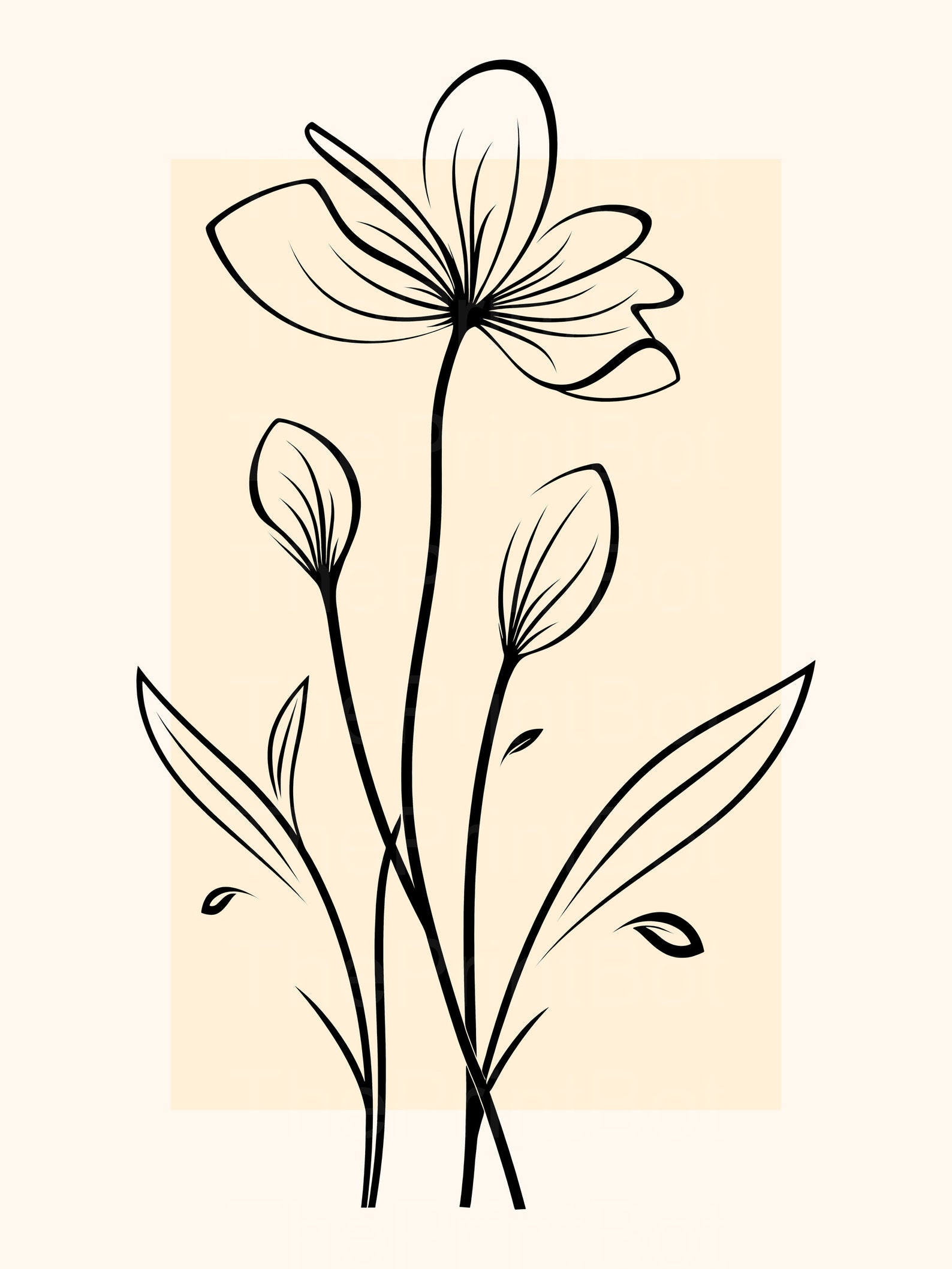 Minimalist Single Flower Art Print Modern Home Decor Digital Download ...