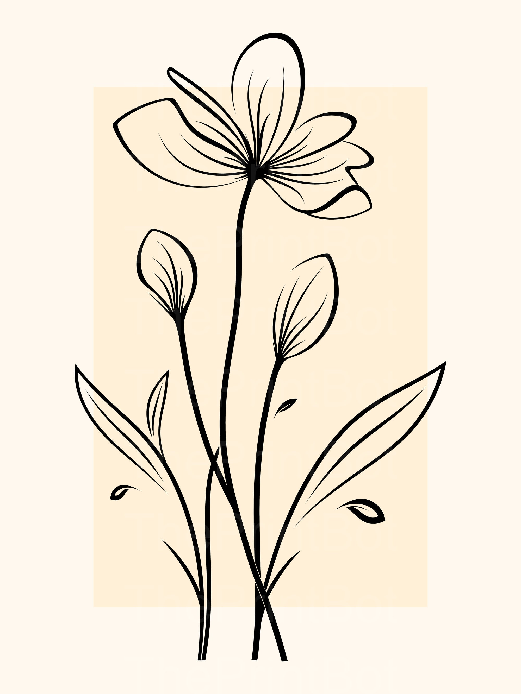 Minimalist Single Flower Art Print Modern Home Decor Digital Download ...