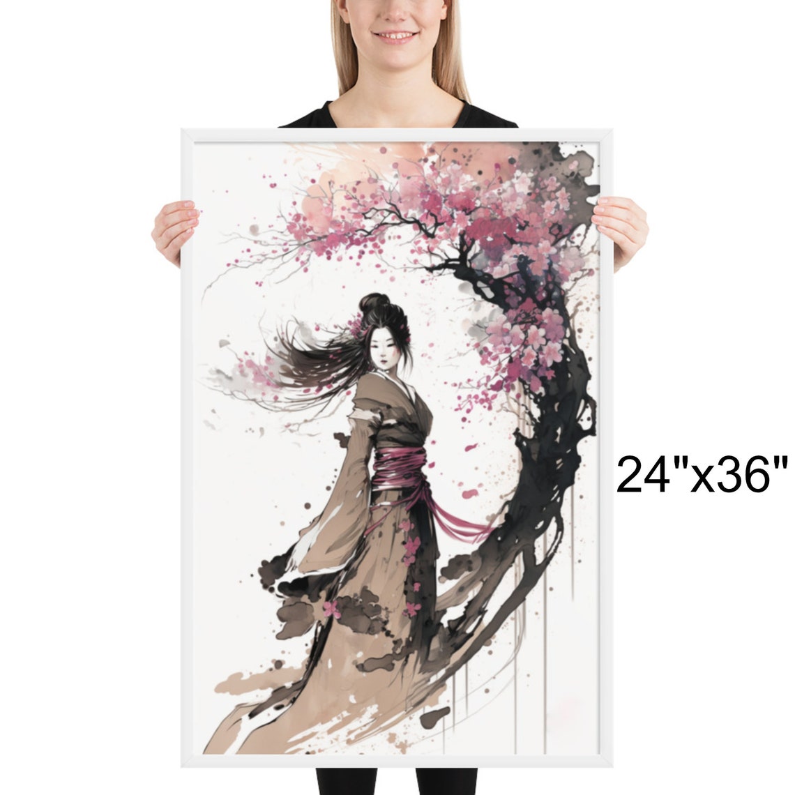 Cherry Blossom Geisha Framed Poster: Japanese Wall Art - Etsy
