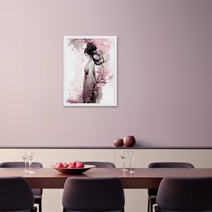 Geisha Amidst Cherry Blossoms: Japanese Wall Art Print | Framed | FCB011 - Etsy