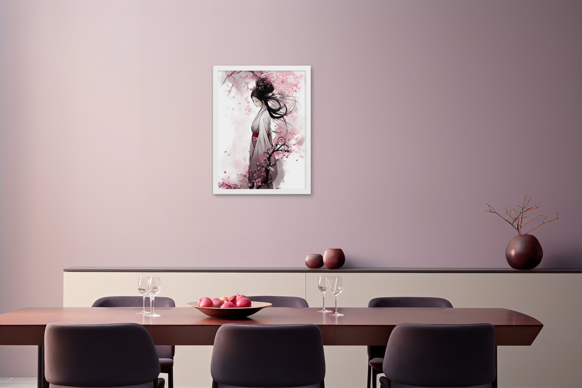 Geisha Amidst Cherry Blossoms: Japanese Wall Art Print | Framed | FCB011 - Etsy